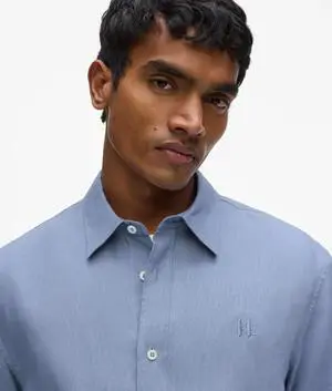 Karl Lagerfeld Monogram Linen Shirt - Country Blue