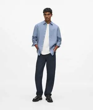 Karl Lagerfeld Monogram Linen Shirt - Country Blue