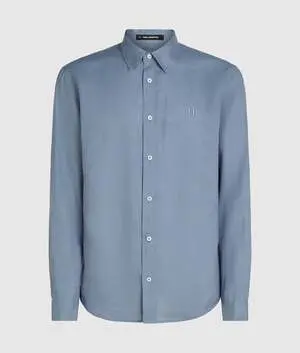 Karl Lagerfeld Monogram Linen Shirt - Country Blue