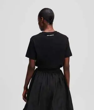 Karl Lagerfeld Ikon Choupette T-shirt In Organic Cotton - Black