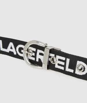 KL JEANS Reversible Webbing Belt With Logo Detail - Black/silver
