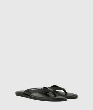 Karl Lagerfeld Kastor Iv Leather Slides - Black