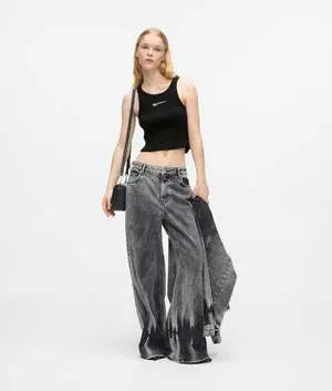 KL JEANS Jeans Ribbed Knit Cropped Tank Top - Black