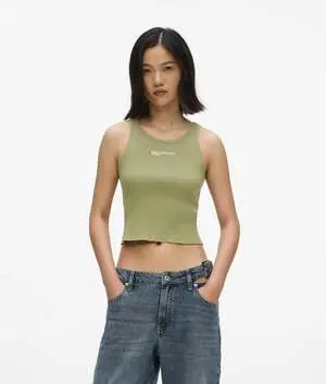 KL JEANS Jeans Rib-knit Cropped Tank Top - Tea