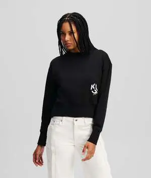 KL JEANS Jeans Monogram Cropped Sweatshirt - Black
