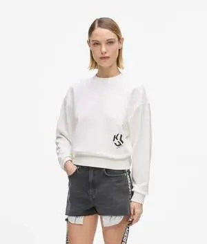 KL JEANS Jeans Monogram Cropped Sweatshirt - White