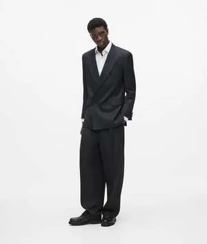 Karl Lagerfeld Tailored Virgin Wool Straight-leg Trousers - Black