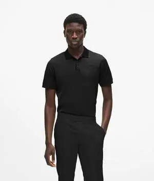 Karl Lagerfeld Square-button Polo Shirt - Black