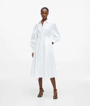 Karl Lagerfeld Organic Cotton Pleated Shirt Dress - White