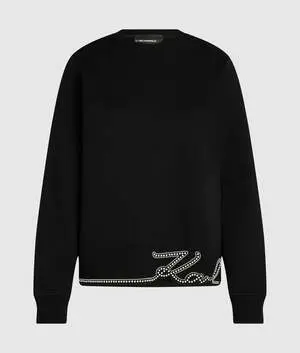 Karl Lagerfeld Signature Faux-pearl Hem Sweatshirt