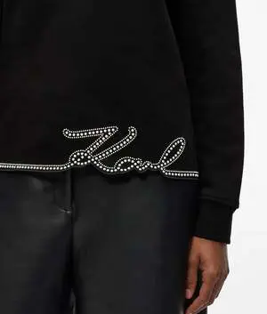 Karl Lagerfeld Signature Faux-pearl Hem Sweatshirt