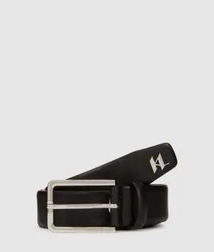 Karl Lagerfeld Monogram Leather Belt - Black
