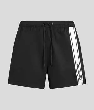 Karl Lagerfeld Logo Stripe Boardshorts - Black