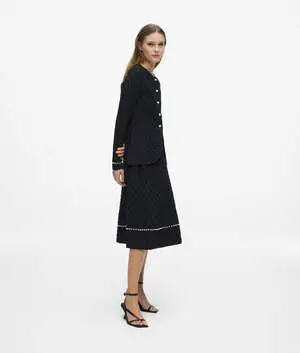 Karl Lagerfeld Faux-pearl Embellished Knit Midi Skirt - Black