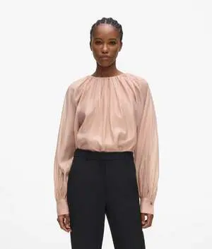 Karl Lagerfeld Gathered Neck Blouse - Misty Rose