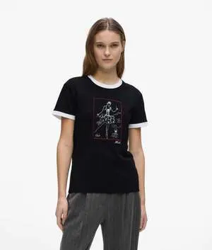 Karl Lagerfeld Karl Lagerfeld Slim Fit T-Shirt With Ballet Sketch Black