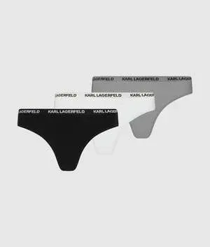 Karl Lagerfeld Logo Thong – 3-pack - Black/white/grey