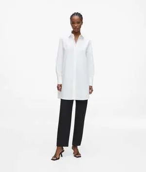 Karl Lagerfeld Signature Poplin Tunic Shirt - White