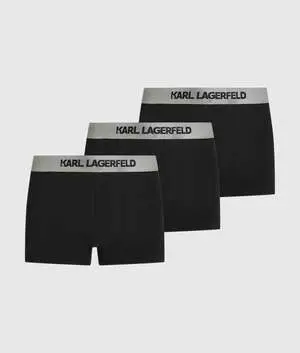 Karl Lagerfeld Metallic Logo Trunks – 3-pack - Black
