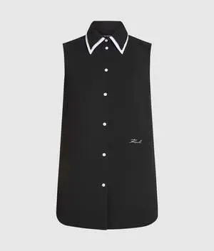 Karl Lagerfeld Sleeveless Blouse With Contrasting Piping