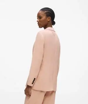 Karl Lagerfeld Single-breasted Satin-blend Blazer With Embroidered Logo