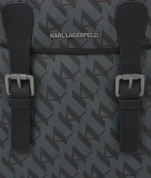Karl Lagerfeld Ikon Monogram Technical Leather Backpack