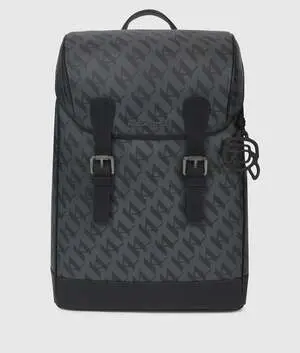 Karl Lagerfeld Ikon Monogram Technical Leather Backpack - Black