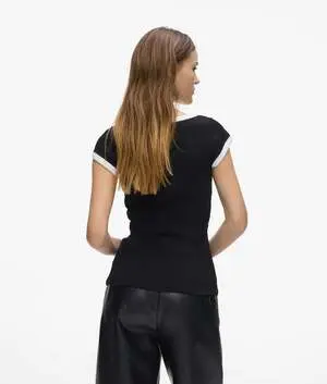 Karl Lagerfeld Fitted Ribbed T-shirt With Embroidered Logo
