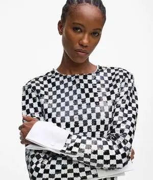 Karl Lagerfeld Checkerboard Sequin Mini Dress