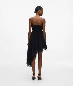 Karl Lagerfeld Asymmetric Tulle Strapless Mini Dress