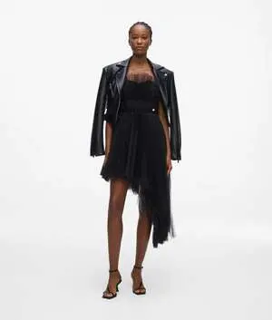 Karl Lagerfeld Asymmetric Tulle Strapless Mini Dress