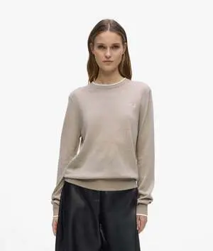 Karl Lagerfeld Merino Wool Crewneck Sweater - Sandstone Melange