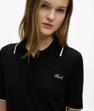 Karl Lagerfeld Merino Wool Short Sleeve Polo Shirt - Black