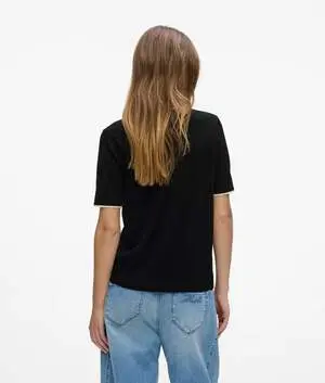 Karl Lagerfeld Merino Wool Short Sleeve Polo Shirt - Black