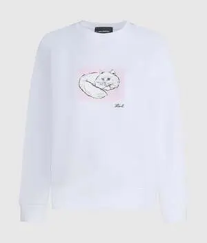 Karl Lagerfeld Illustrated Portrait Sweatshirt - White