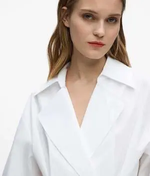Karl Lagerfeld Double-breasted Poplin Shirt With Peaked Lapels