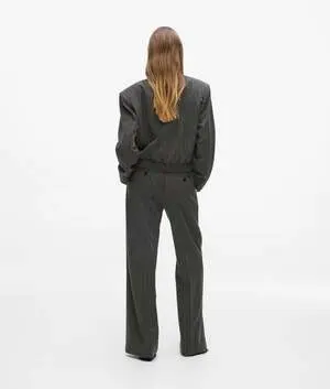 Karl Lagerfeld Pinstripe Straight-leg Pants With Rhinestone Embellishments