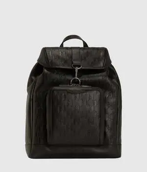 Karl Lagerfeld K/loom Leather Backpack With Monogram Embossing - Black