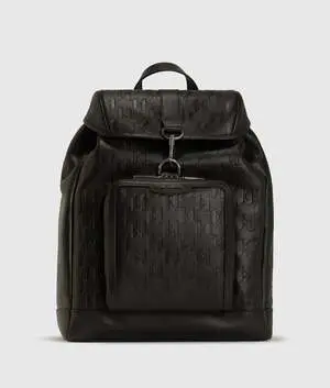 Karl Lagerfeld K/loom Leather Backpack With Monogram Embossing - Black