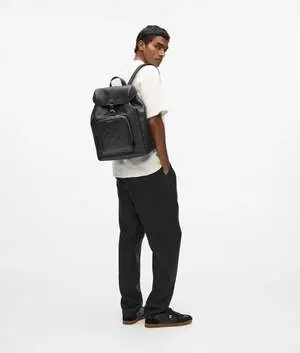 Karl Lagerfeld K/loom Leather Backpack With Monogram Embossing