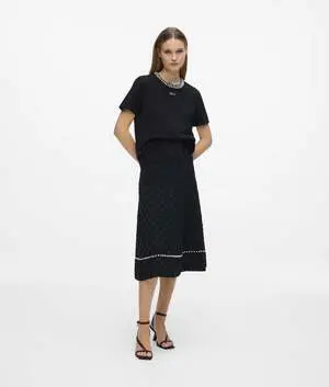 Karl Lagerfeld Faux-pearl Neck Organic Cotton T-shirt - Black