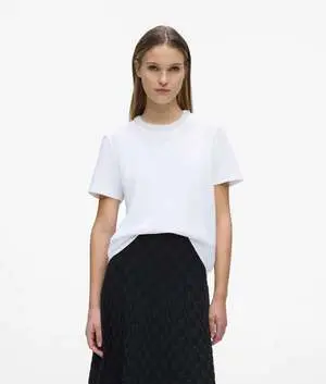 Karl Lagerfeld Faux-pearl Neck Organic Cotton T-shirt - White