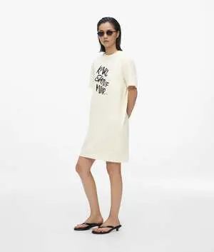 KL JEANS Jeans Karl Quote T-shirt Dress - Egret