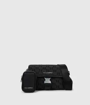 Karl Lagerfeld K/monogram Jacquard Messenger Bag - Black