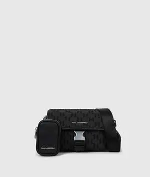 Karl Lagerfeld K/monogram Jacquard Messenger Bag - Black