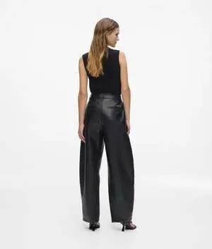 Karl Lagerfeld Faux Leather Barrel-leg Pants
