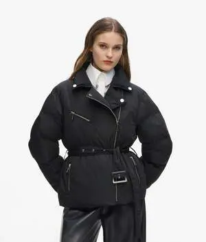 Karl Lagerfeld Biker Puffer Jacket - Black