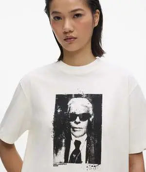 KL JEANS Regular Fit Karl Portrait T-shirt - Egret