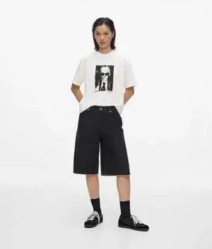 KL JEANS Regular Fit Karl Portrait T-shirt - Egret
