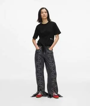 KL JEANS Jeans Tie Detail T-shirt Organic Cotton - Black